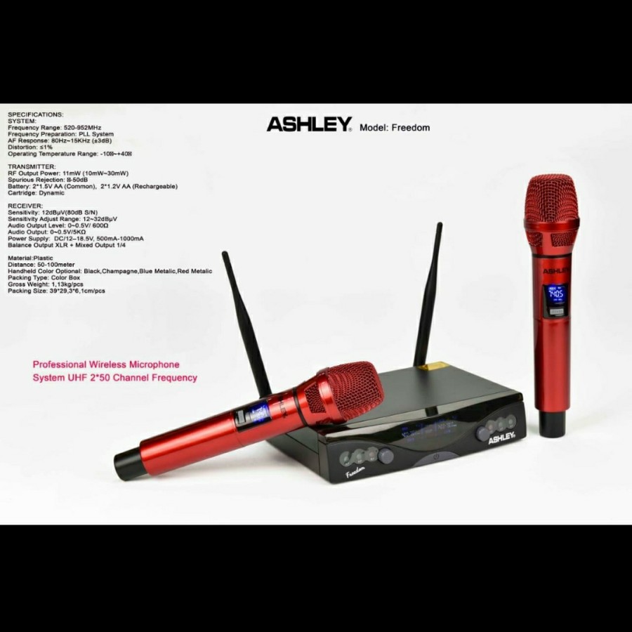 Jual Mic Wireless ASHLEY FREEDOM Handhel Multi Channel ORIGINAL ...
