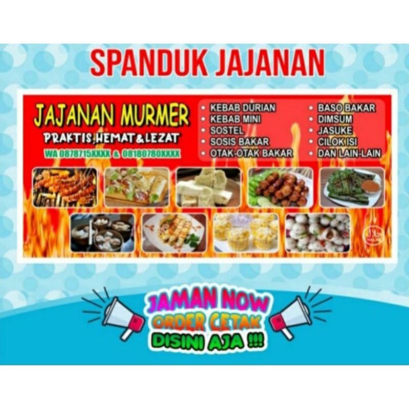 Jual sepanduk menu makanan/minuman custome nama toko ukuran 50x100cm ...