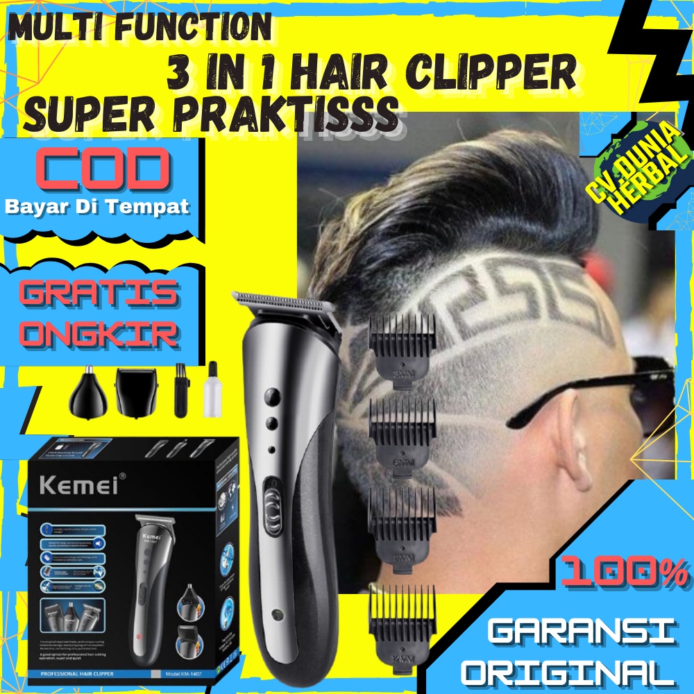 Jual [COD] Alat Mesin Hair Clipper Potong Cukur Rambut Kumis Jenggot Elektrik Praktis 3in1 Kemei ...