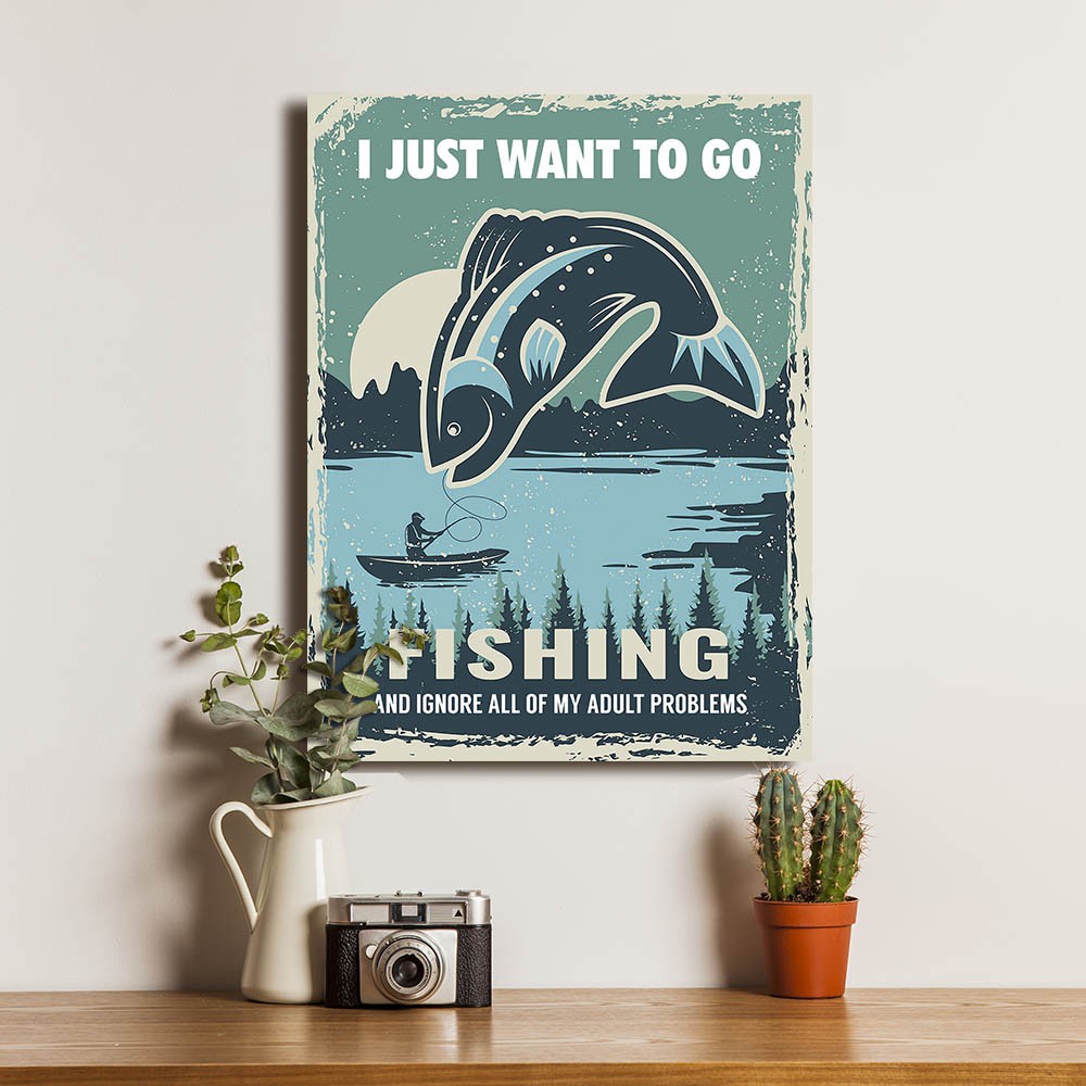 Jual Poster Mancing Dekorasi Dinding I Want To Go Fishing Hiasan ...
