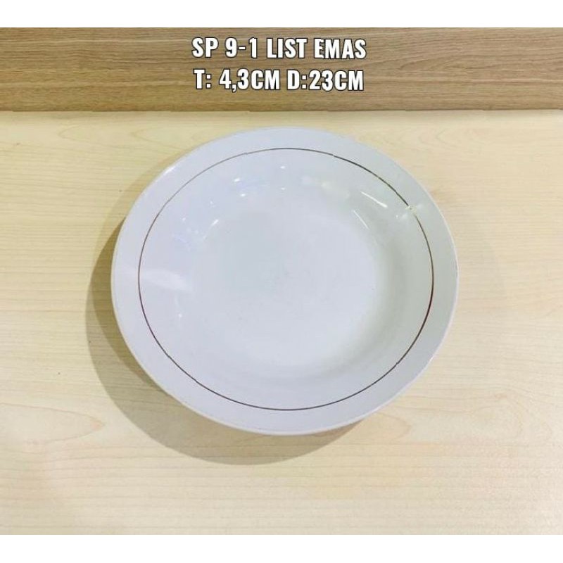 Jual piring keramik list emas/piring keramik makan (Tinggi 43 cm ...