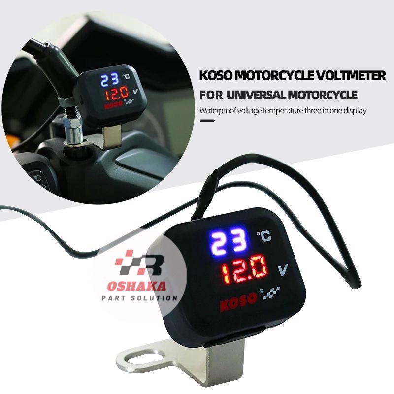 Jual Volt meter 3 in 1 koso Voltmeter Termometer 3in1 12v-24v Dengan ...