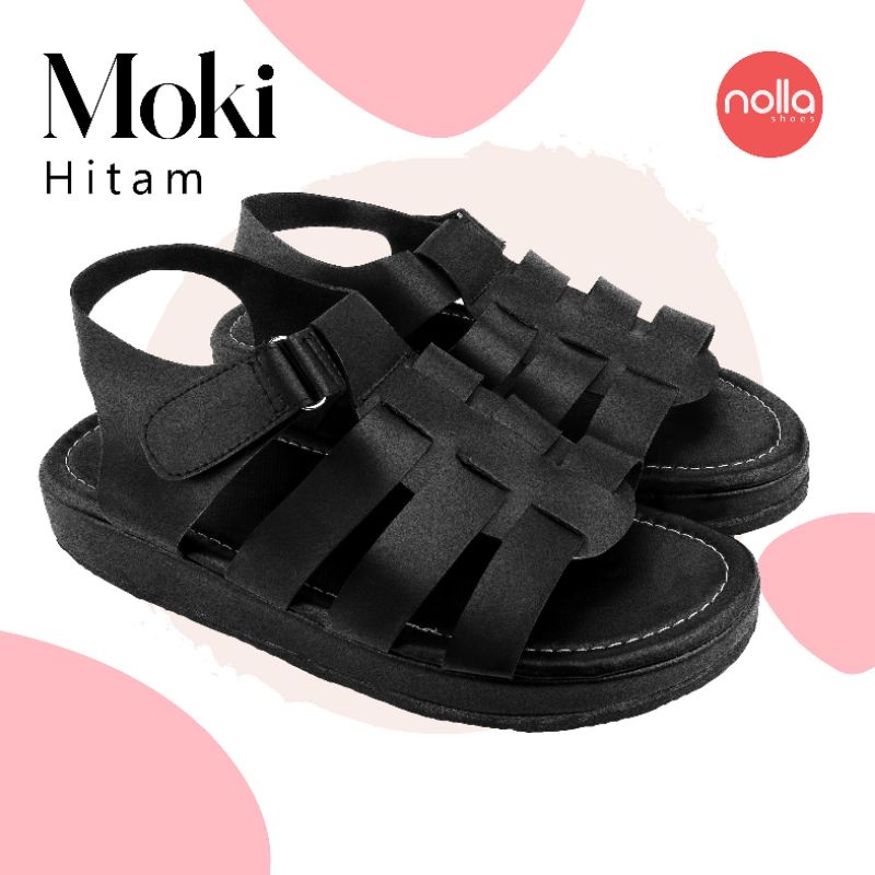 Jual Sepatu Sandal Tali Wanita Hitam Moki Nolla Shoes | Shopee Indonesia