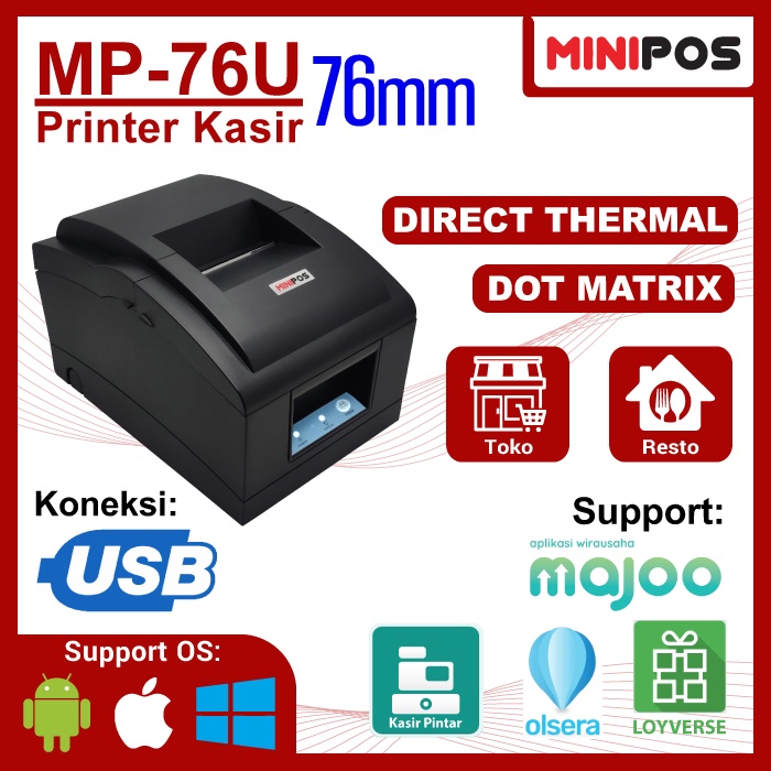 Jual Printer Kasir MINIPOS MP-76U Dot Matrix 76mm USB, High Speed ...