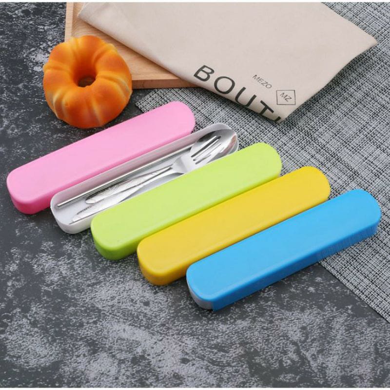 Jual S99 Sendok Set 3 in 1 Besi Kotak Alat Makan Sendok Garpu Sumpit ...