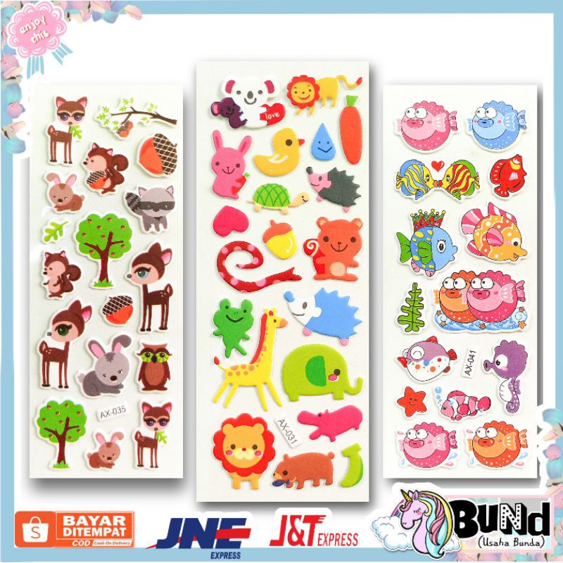 Jual Bund - SC008 STICKER KARAKTER / STICKER MOTIF ANIMAL CUTE ...