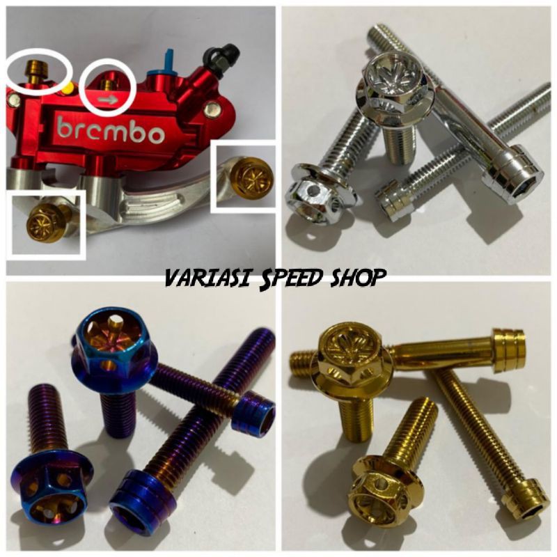Jual baut probolt flower kerucut universal kaliper monoblok Ni55in5 br3bo breket 4p/piston ...