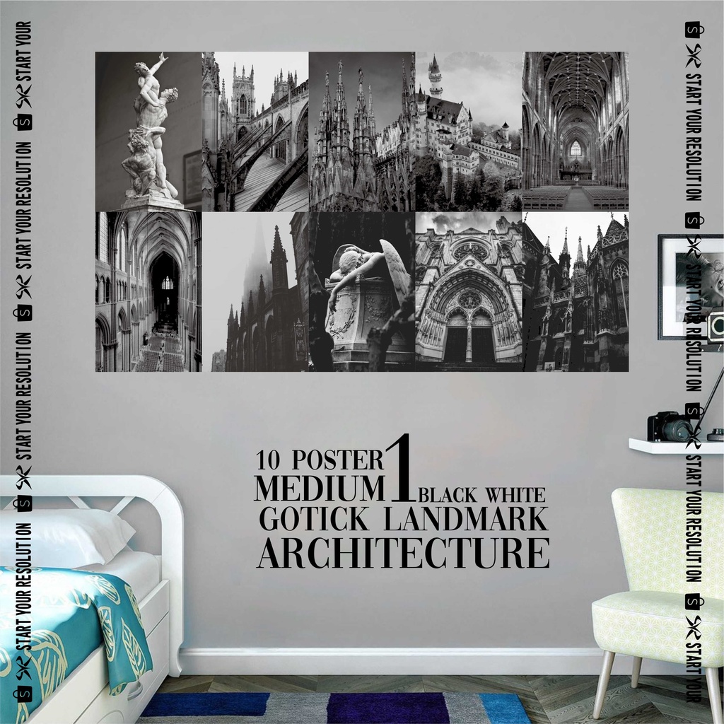 Jual Paket Bundle Poster Dinding Arsitektur Murah Tema Gothic Black ...
