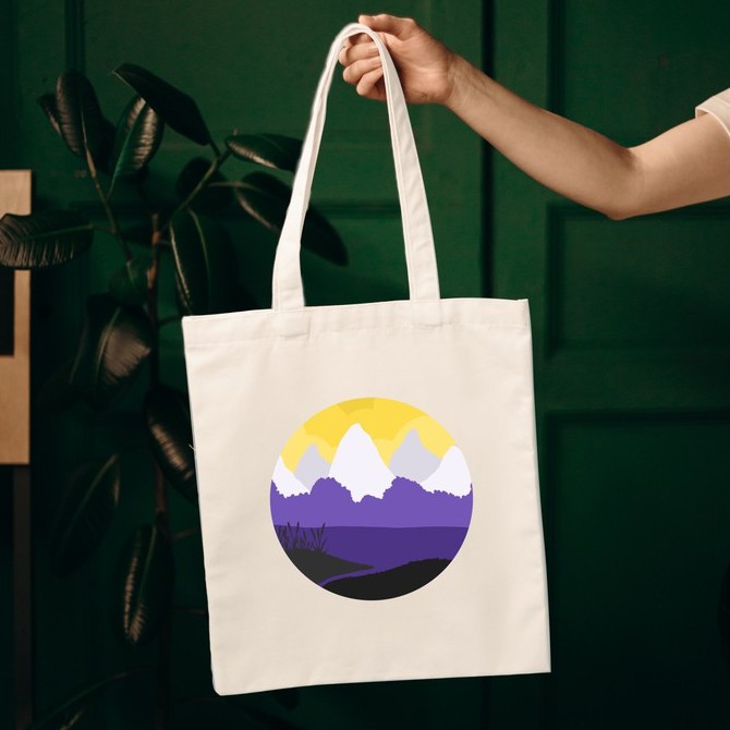 Jual Non binary Subtle Colors Totebag - Non binary Flag Premium Canvas ...