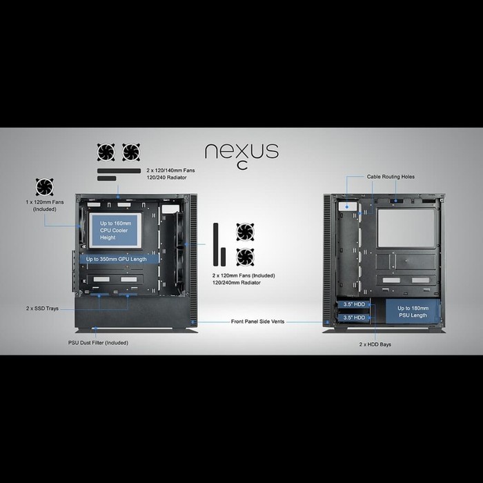 Jual Tecware Nexus C Tempered Glass Mid Tower ATX Case Black | Shopee ...