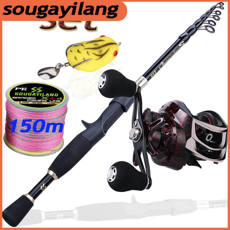 Jual Sougayilang Set Pancing1.8M/2.1m/2.4m Joran Pancing Baitcasting Fishing Reel Set Combo ...