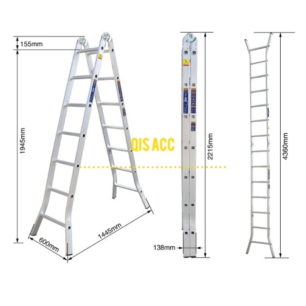 Jual Krisbow Fixsteps Tangga Lipat Aluminium Two Joint 7 Step | Shopee ...
