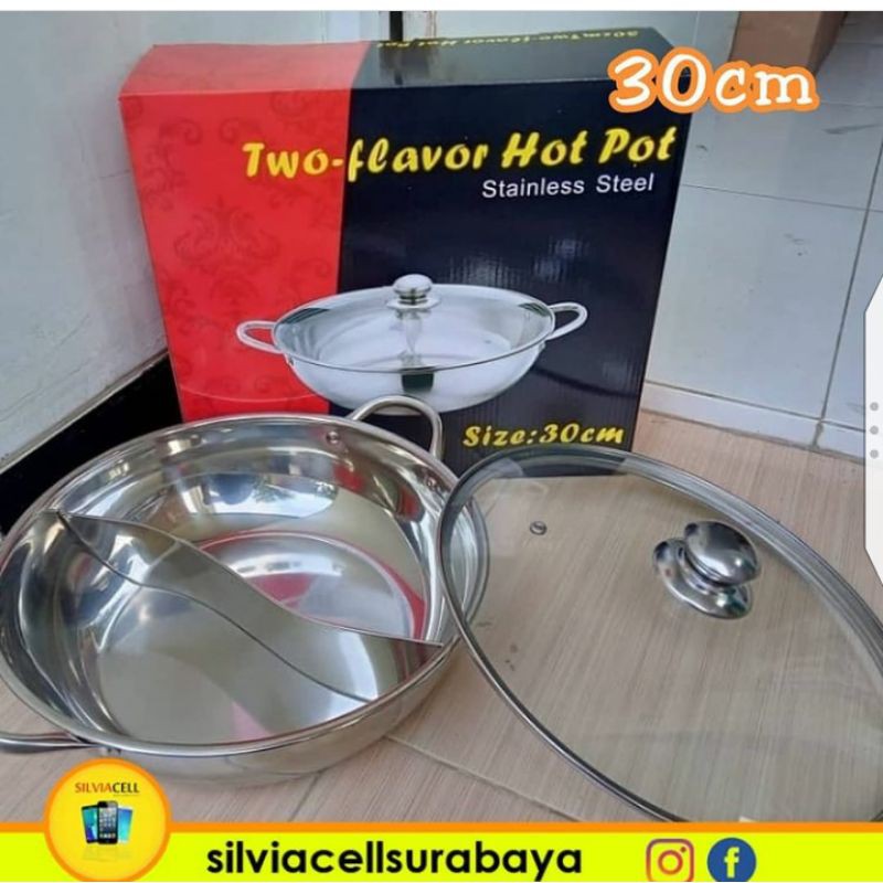 Jual Panci Shabu/ Shuki 2 Sekat Stainless 30 Cm | Shopee Indonesia