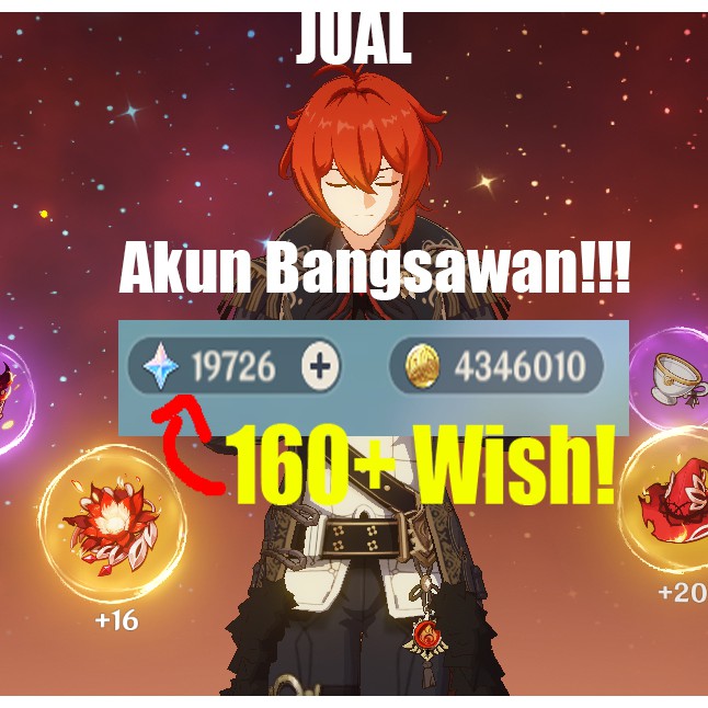 Jual JUAL AKUN GENSHIN IMPACT DILUC + 160 WISH MURAHHHH BGT | Shopee ...