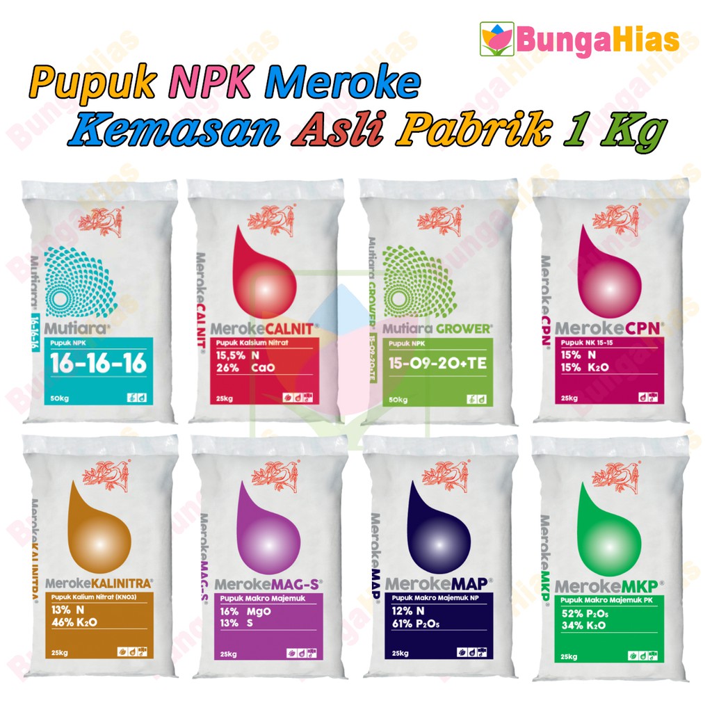 Jual Pupuk Meroke 1 Kg NPK Kemasan Asli Tanaman Bunga Buah Daun ...