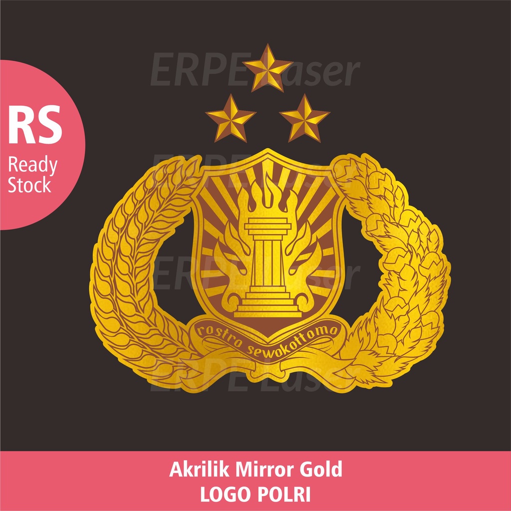Jual LOGO LAMBANG POLRI Kepolisian Akrilik MIrror Gold Dekorasi Mahar | Shopee Indonesia