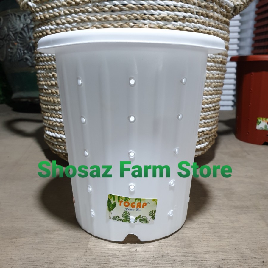 Jual (LUSINAN 12 BH) Pot Bunga Yogap YPT 18 Putih BERLUBANG | Shopee ...