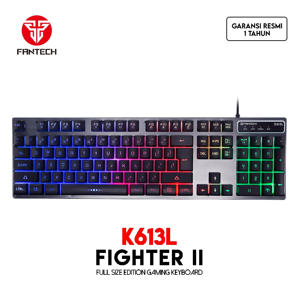 Jual Fantech FIGHTER II K613L Keyboard Gaming RGB Membrane Full Size Aluminium Alloy Cover ...