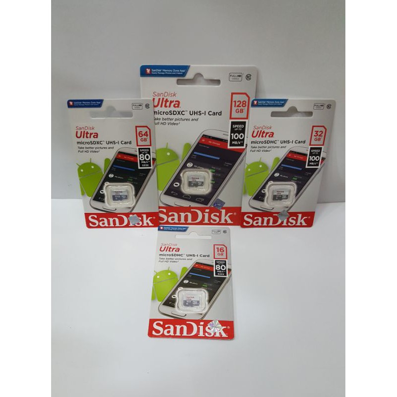 Jual Memory Card Sandisk Ultra Class 10 16GB/32GB/64GB / 128GB Speed Up To 80MB/s memori ...