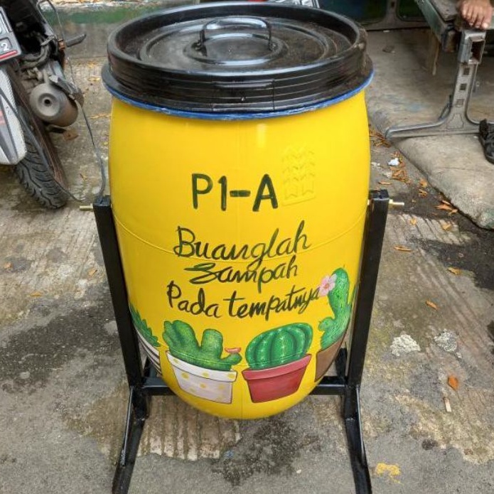 Jual Tong Sampah 60 LT Plus Tiang Kaktus Kuning | Shopee Indonesia