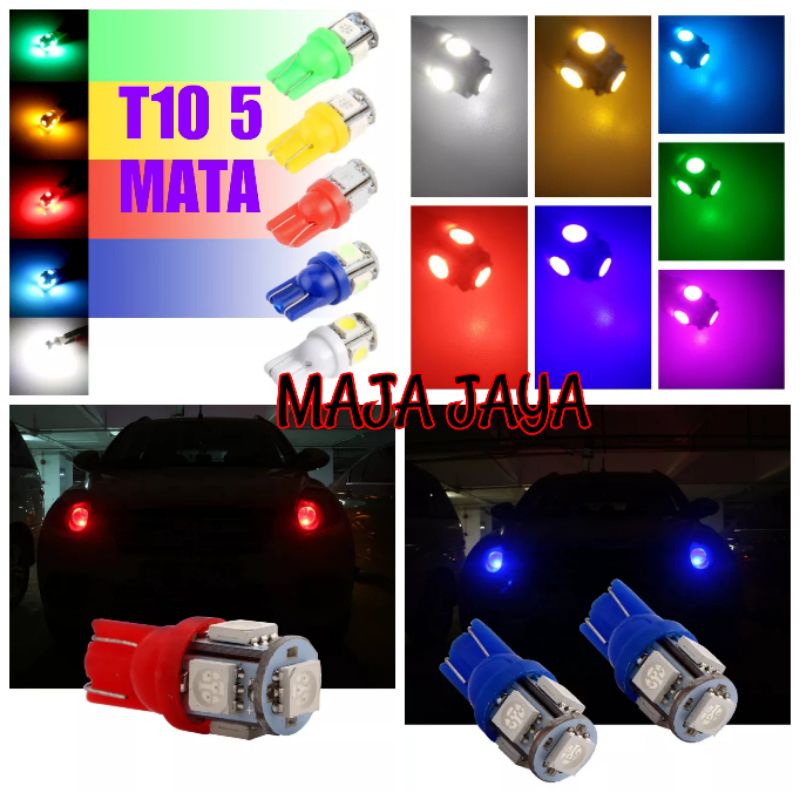 Jual Lampu LED jagung T10 senja kota sein 5 Mata mobil motor Grade A ...