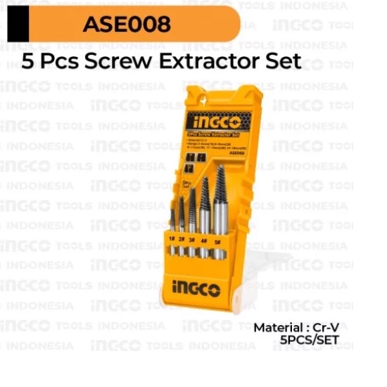 Jual Screw Extractor Tap Balik INGCO ASE008 3-14 Mm Pembuka Baut Rusak ...