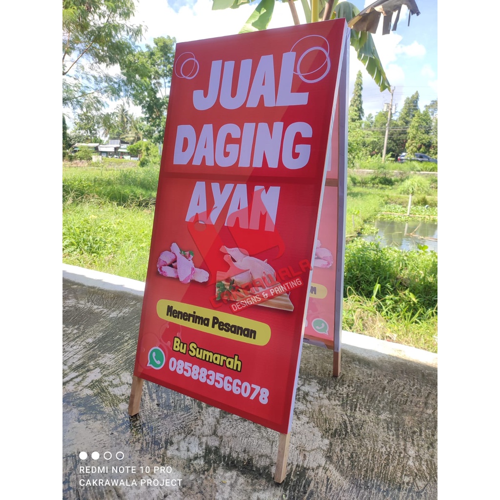 Jual STAND BANNER DAGING AYAM - STANDING BANNER KAYU UKURAN 50 X 110 ...