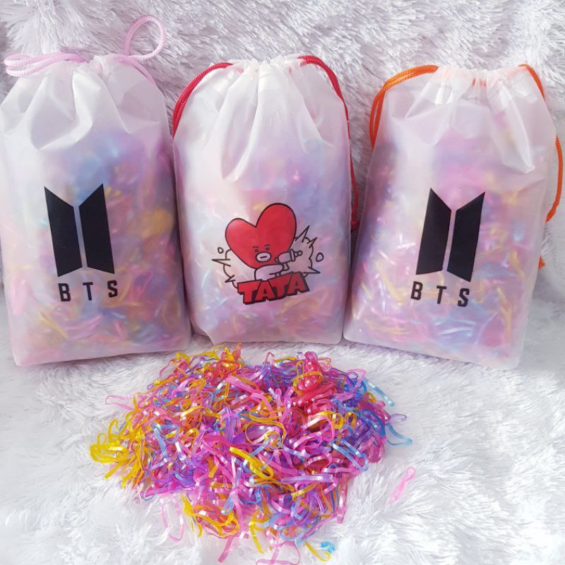 Jual KARET RAMBUT JEPANG / IKAT RAMBUT JEPANG FREE POUCH BTS - ISI 2000 ...