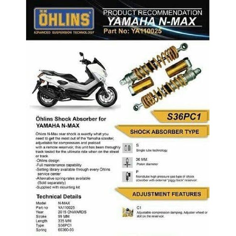 Jual BEST PRODUCK!!!Shock Ohlins TTX Belakang Yamaha Nmax 150 shock ...