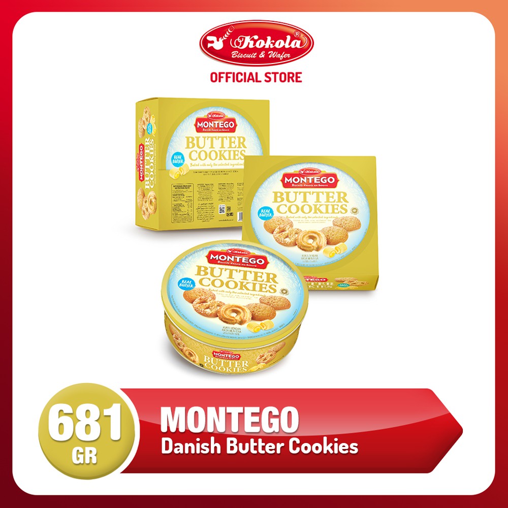 Jual Kokola Montego Danish Butter Cookies 681gr Showbox | Shopee Indonesia