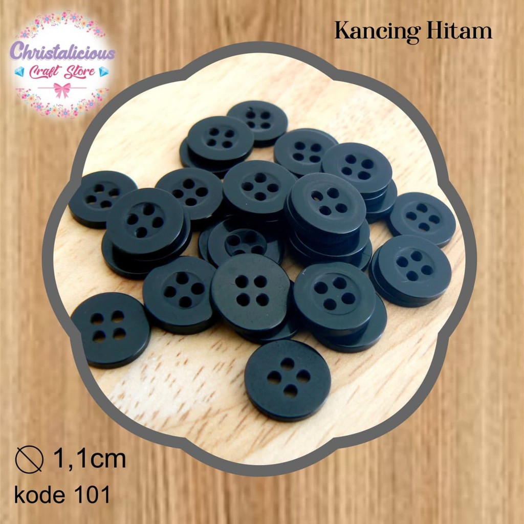 Jual Kancing Hitam Standart ukuran 11mm, 13mm, 15mm, 18mm, 20mm, 25mm ...