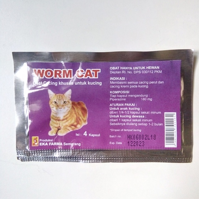 Jual Eka Farma / Worm Cat Obat Cacing Kucing 4 Kapsul Eka Farma ...