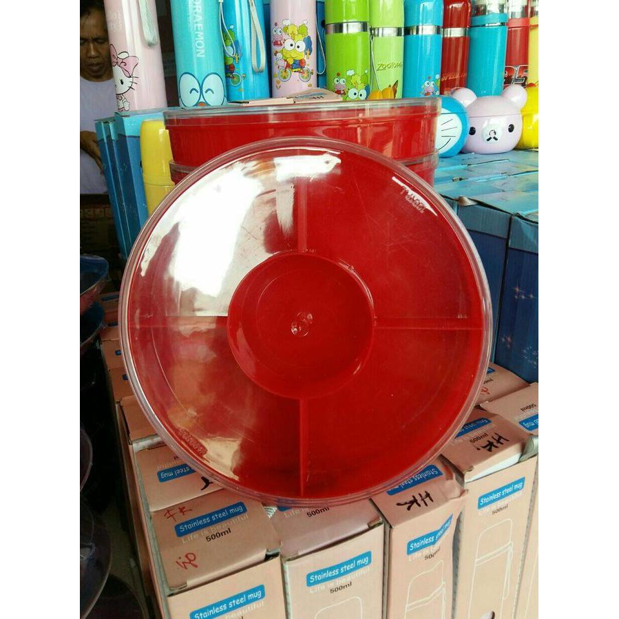 Jual makanan// Toples Bulat Merah Sekat 5 (KHUSUS GOJEK) | Shopee Indonesia