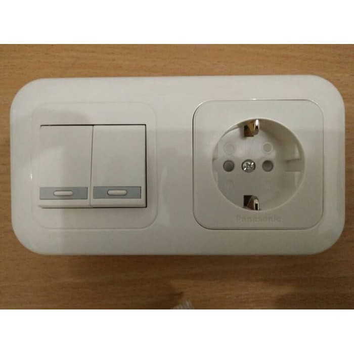 Jual Saklar Seri 2 Tombol 2 Gang Panasonic + Stop Kontak Panasonic ...