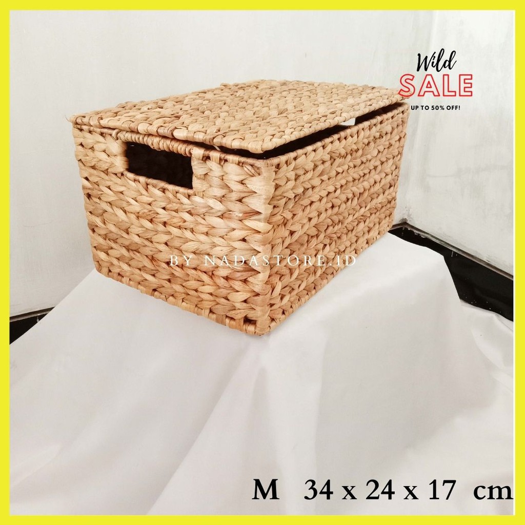 Jual BOX PENYIMPANAN SERBAGUNA KERANGKA BESI ANYAMAN ENCENG GONDOK ...