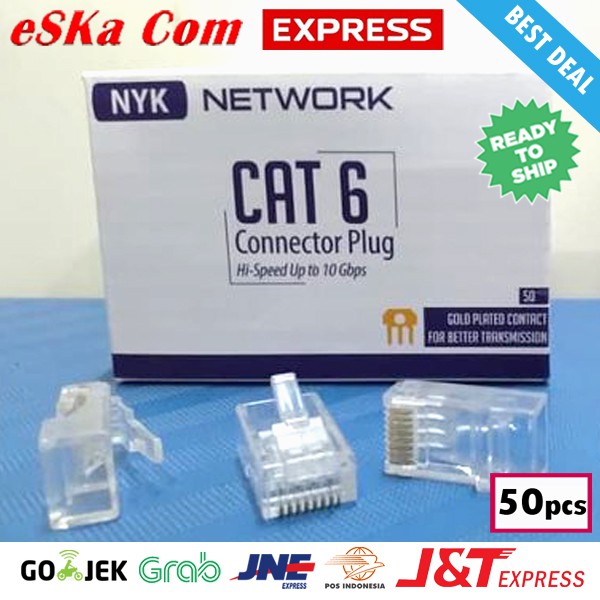 Jual Konektor RJ45 Cat6 NYK - Connector Rj45 Cat6 | Shopee Indonesia