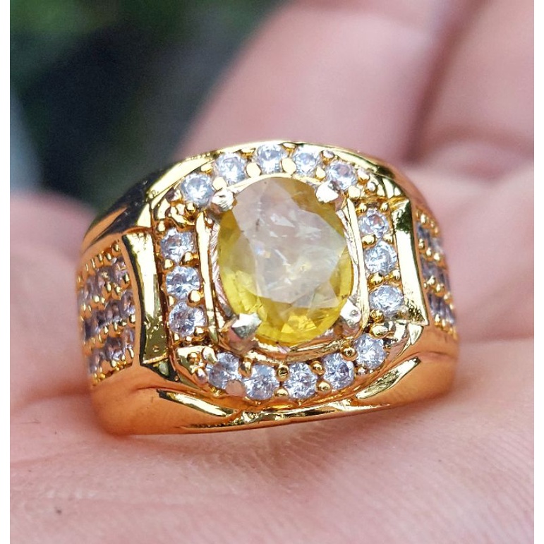 Jual Cincin batu permata Yellow sapphire ( High Quality ) | Shopee ...