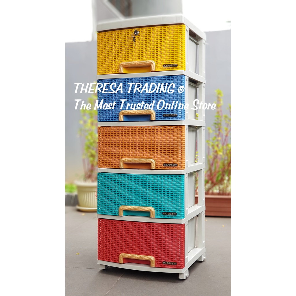 Jual LEMARI PLASTIK NAPOLLY CONTAN SUSUN 5 KUNCI LACI 4 BUAH RODA ...