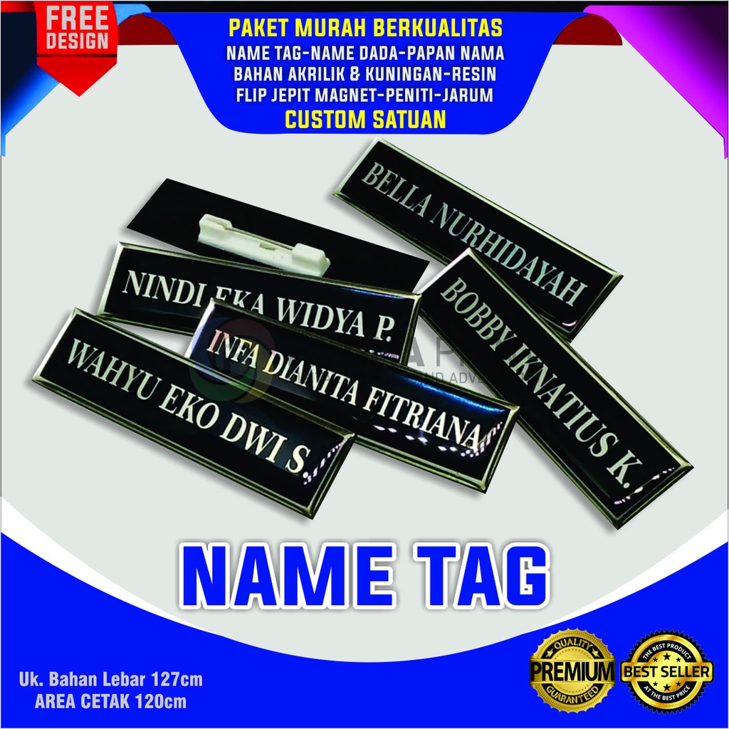 Jual Name Tag /Nama Dada/Papan Nama-Custom Satuan-Proses Cepat | Shopee ...