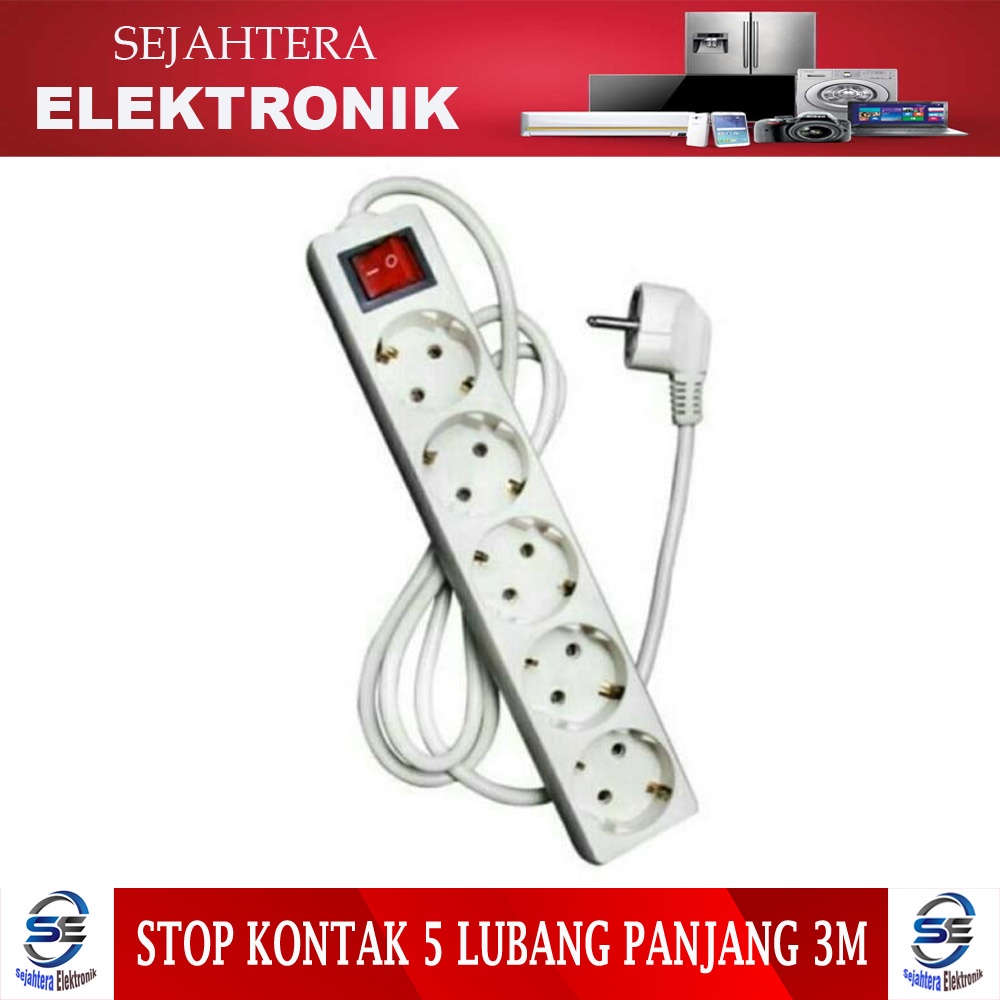 Jual Stop Kontak 5 Lubang Panjang 3 Meter - 5 Colokan Stop Kontak ...