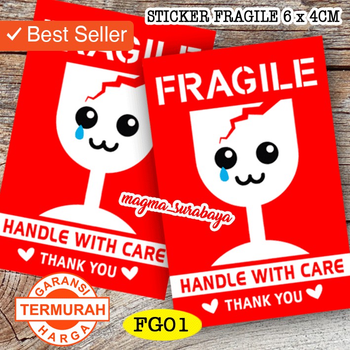 Jual Sticker Fragile Cute 6x4cm | Shopee Indonesia