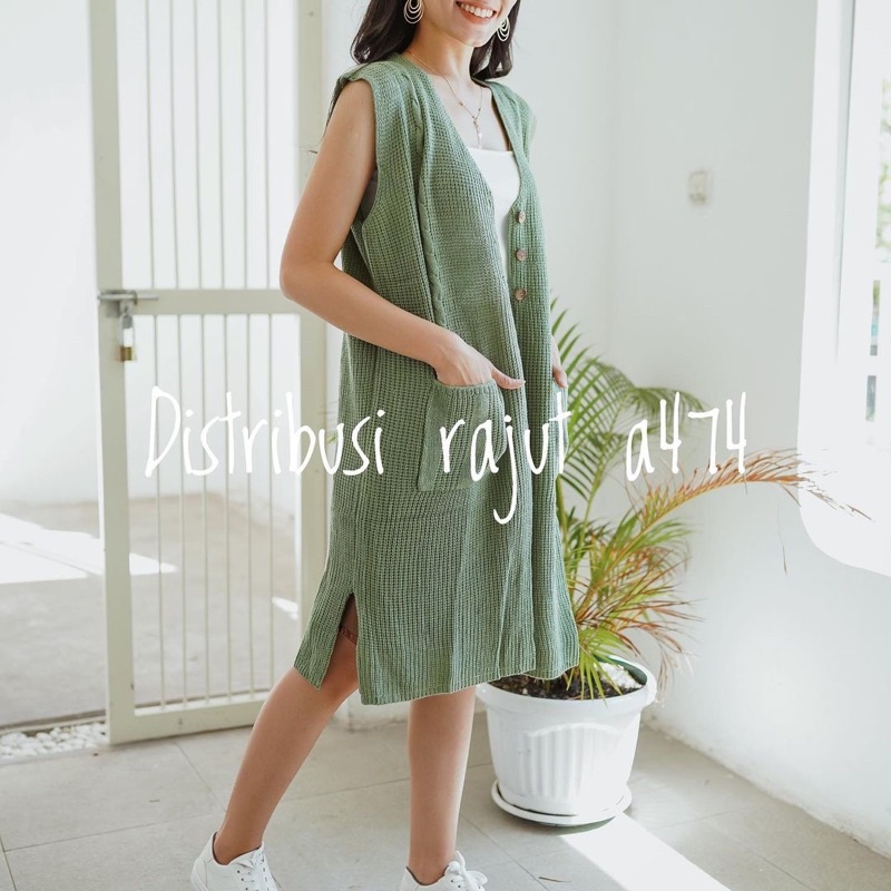 Jual OUTER BLOUSE VEST RAJUT LONG TUNIK TEBAL | Shopee Indonesia