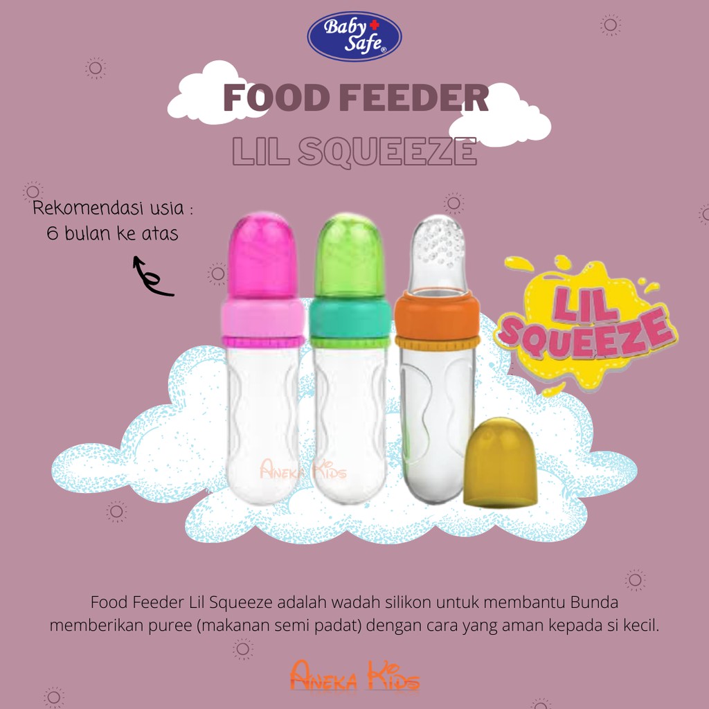 Jual Botol Silikon MPASI Food Feeder Baby Safe Lil Squeeze JP030 | Shopee Indonesia