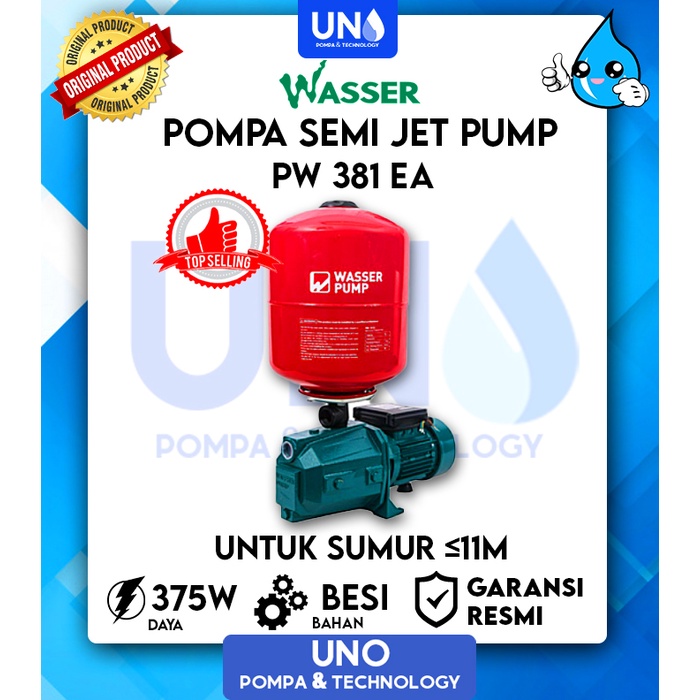 Jual Pompa air Semi Jet Pump Otomatis Wasser PW 381 EA / PW-381 EA ...