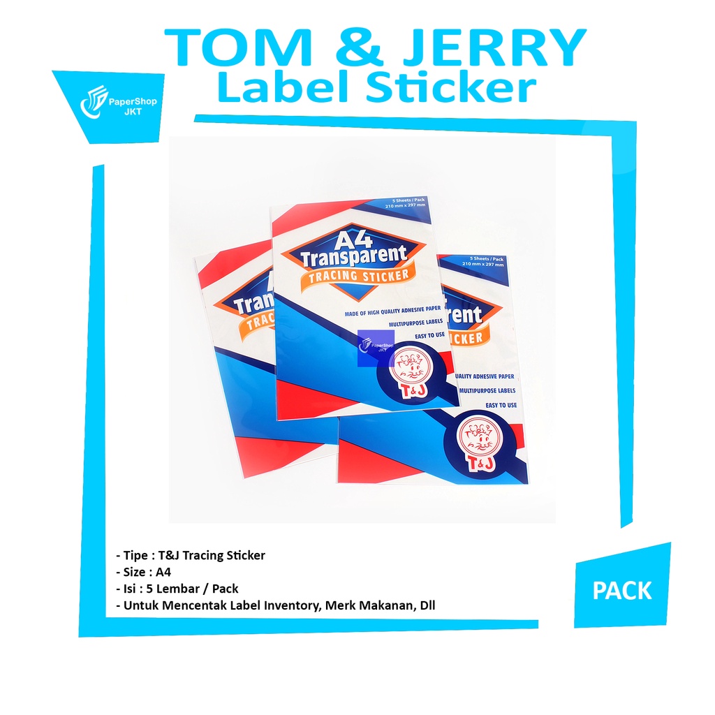Jual TOM & JERRY - Label A4 Sticker Transparan - Transparent - Pack ...