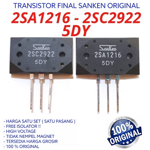 Jual Transistor SANKEN ASLI 2SA 1216 2SC 2922 180V 17A 400W PNP NPN ...