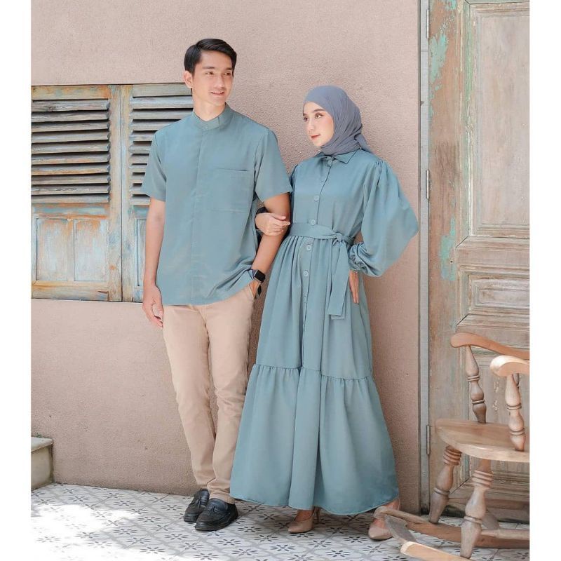 Jual gamis couple alaya / couple muslim / gamis couple pasangan / kapel ...