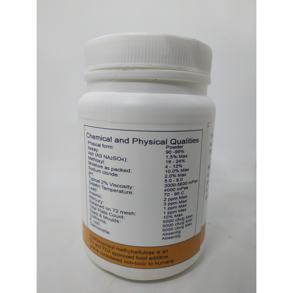Jual HPMC Hydroxypropyl methyl cellulose hpmc gel Food Grade 250 gram ...