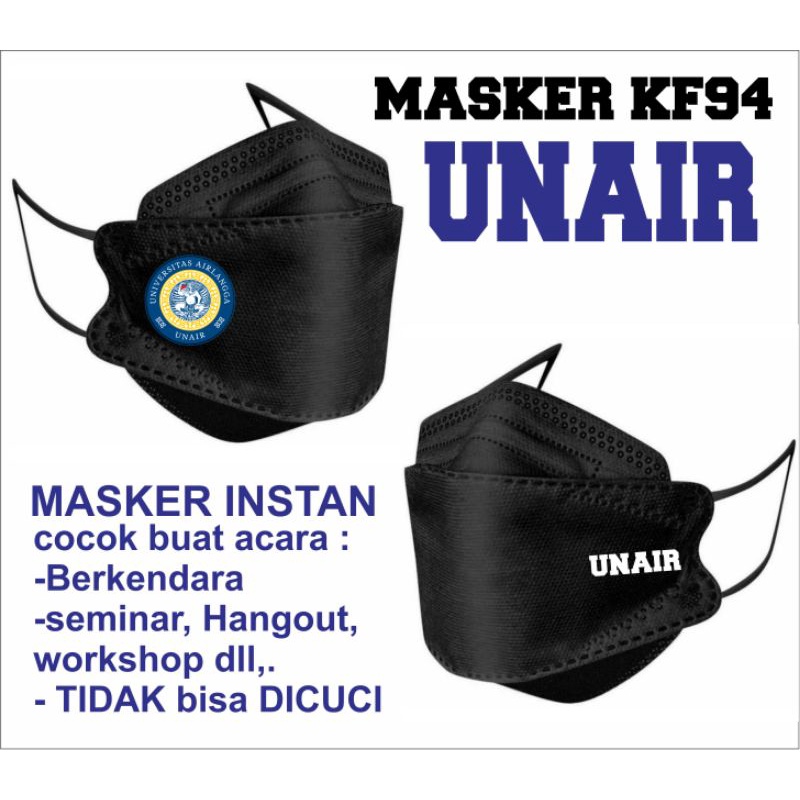 Jual Masker UNAIR Kf94 Hitam Universitas Airlangga Instan Mask | Shopee ...