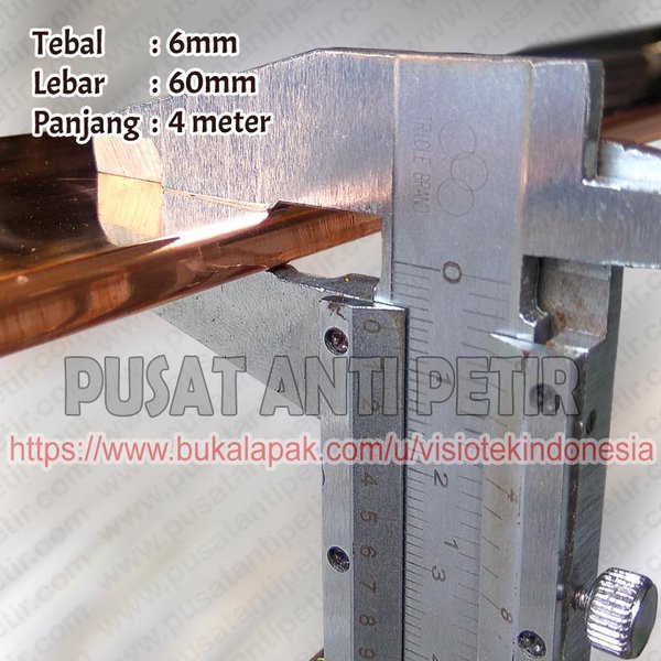 Jual Plat Busbar Tembaga 6x60x4000 - Bus bar Grounding - Copper Plat ...